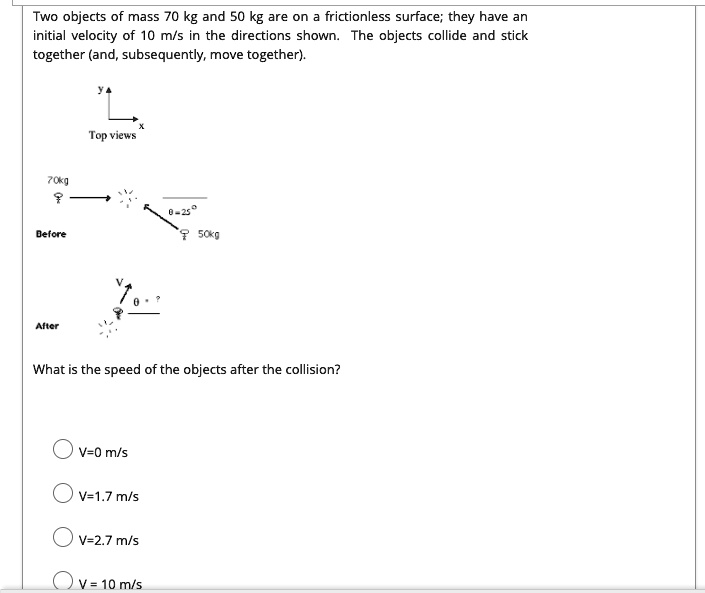 Solved Two Objects Of Mass 70 Kg And 50 Kg Are On A Frictionless