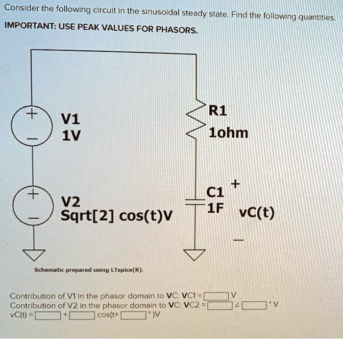 SOLVED: Consider the following circuit in the sinusoidal steady state. Find the following ...