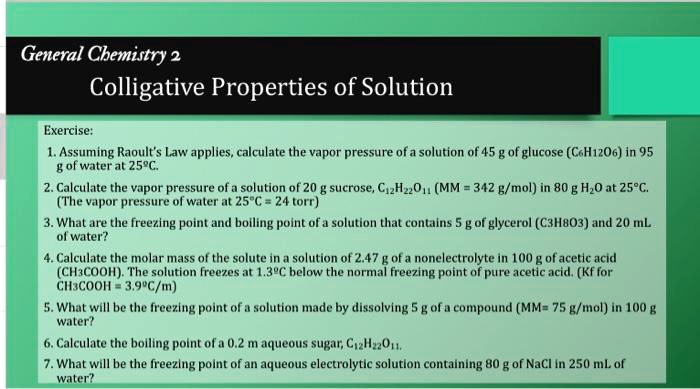 SOLVED: Text: General Chemistry 2 - Colligative Properties of Solutions ...