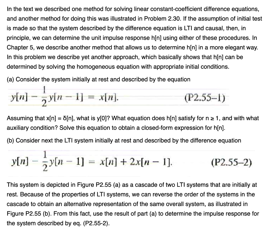 in the text we described one method for solving linear constant coefficient difference equations ...