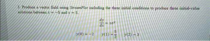 3. Produce a vector field using StreamPlot including the three initial ...