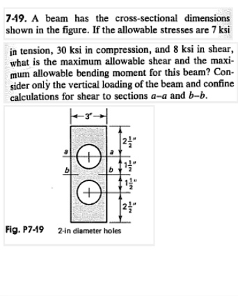 7-19. A beam has the cross-sectional dimensions shown in the figure. If ...