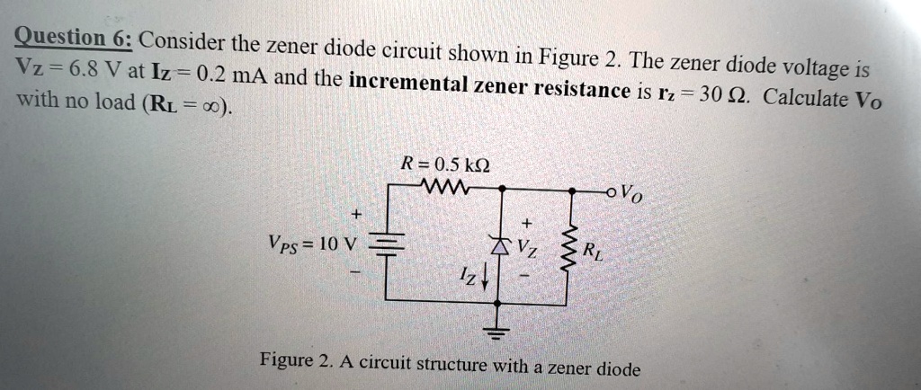 Question 6: Consider the zener diode circuit shown in Figure 2. The ...