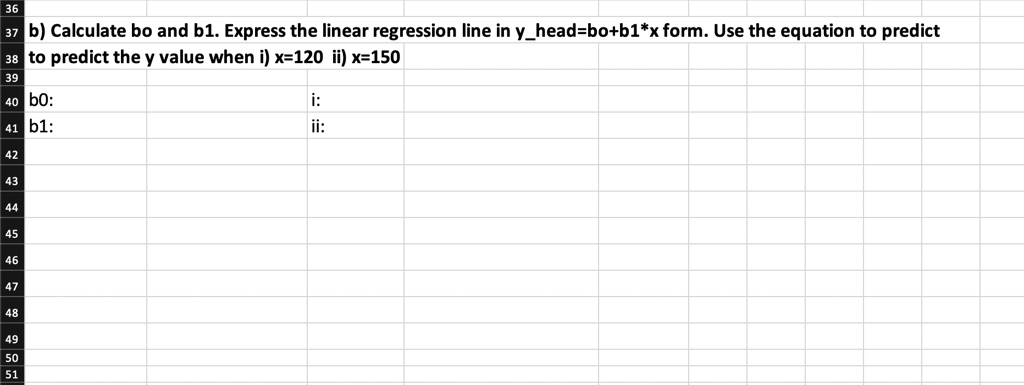 SOLVED: Calculate b0 and b1. Express the linear regression line in the ...