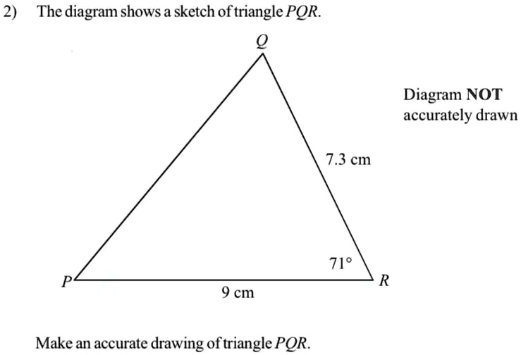 SOLVED: The diagram shows a sketch of triangle PQR. Diagram NOT accurately drawn. 7.3 cm. 710. 9 ...