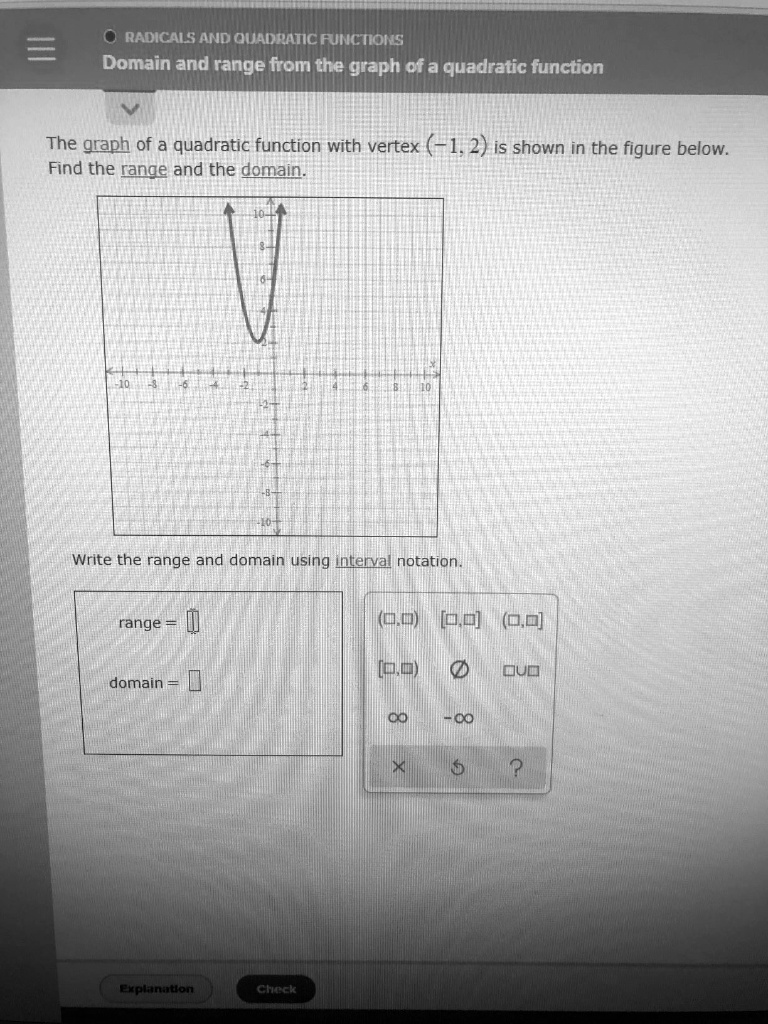 radicals and quadratic functiohs domain and range from the graph of a ...