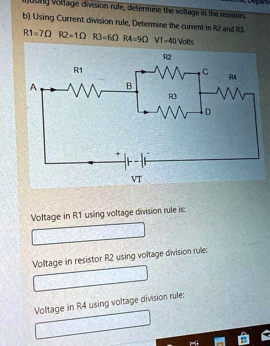 SOLVED: cjubing voltage division rule, eean determine the b) Vollagel Using Current the tebiors ...