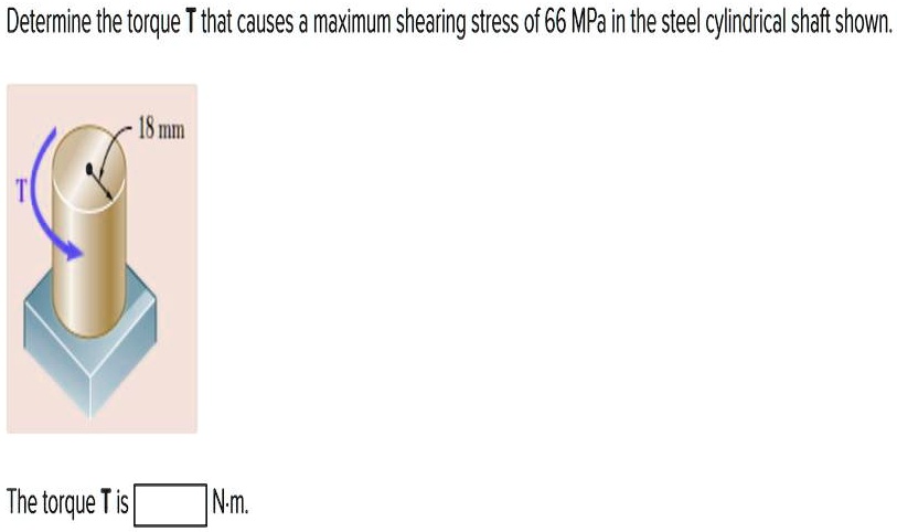 Determine the torque T that causes a maximum shearing stress of 66 MPa ...