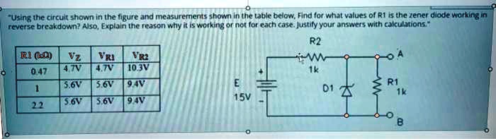 SOLVED: Using the circuit shown in the figure and measurements shown in the table below, find ...