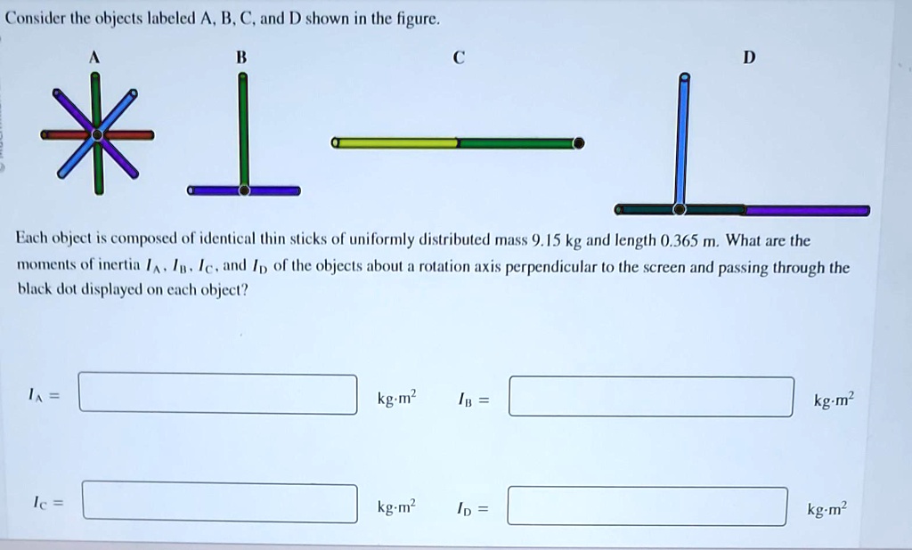 SOLVED: Consider the objects labeled A, B, C, and D shown in the figure. A B C D Each object is ...