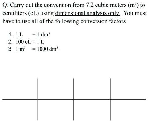 SOLVED:Q. Carry out the conversion from 7.2 cubic meters (m' ) to ...