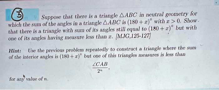 Suppose that there is a triangle ABC in neutral geometry for which the ...