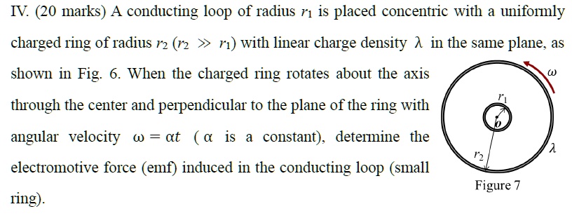 SOLVED: IV. (20 marks) A conducting loop of radius r1 is placed ...