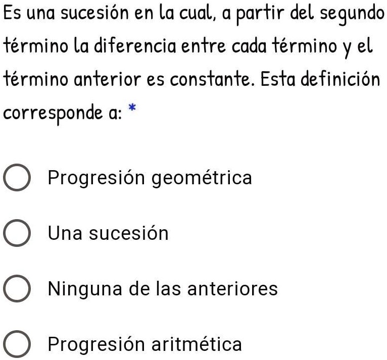 SOLVED: ayuda por favor, doy corona Es una sucesión en la cual, a ...