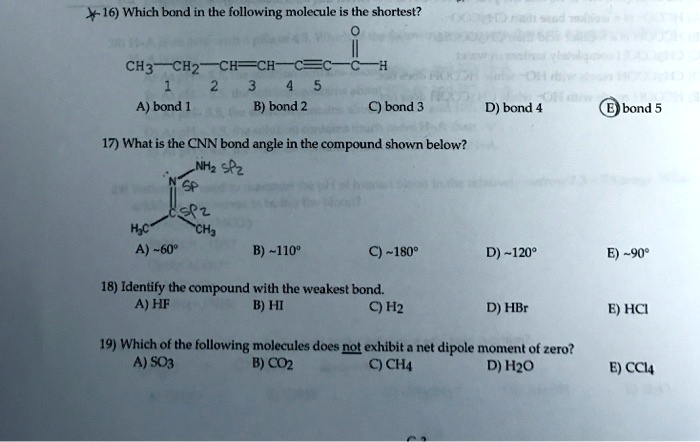 416 which bond in the following molecule the shortest ch3 ch2 ch ch ...