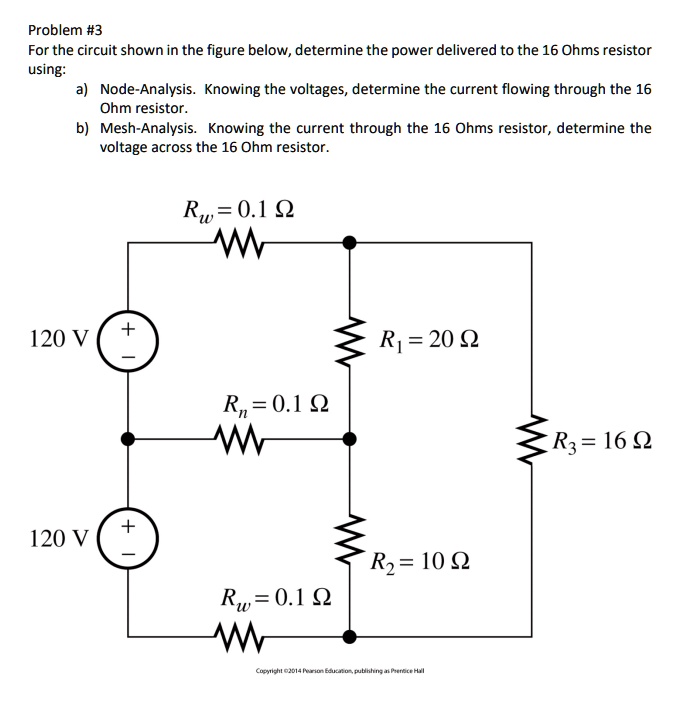 Problem #3 For the circuit shown in the figure below, determine the power delivered to the 16 ...