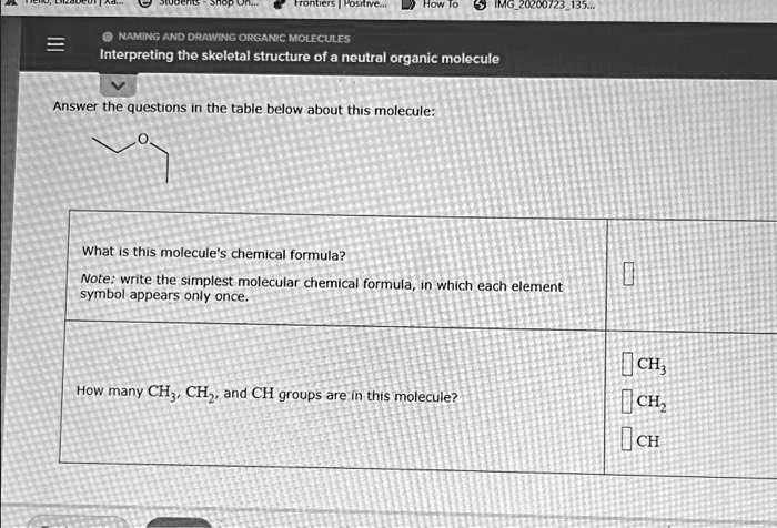 SOLVED: NAMING AND DRAWING ORGANIC MOLECULES: Interpreting the skeletal structure of a neutral ...