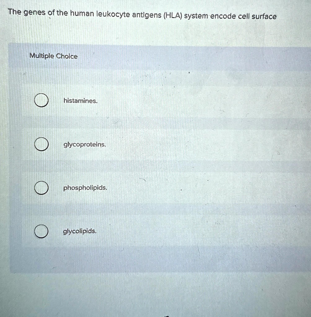 the genes of the human leukocyte antigens hla system encode cell ...