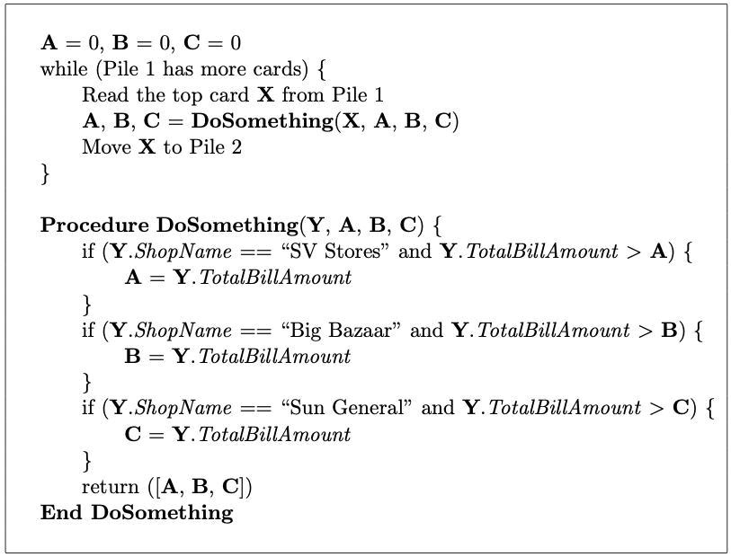 A 0 B 0 C 0 While Pile 1 Has More Cards Read The Top Card X From Pile 1 A B C