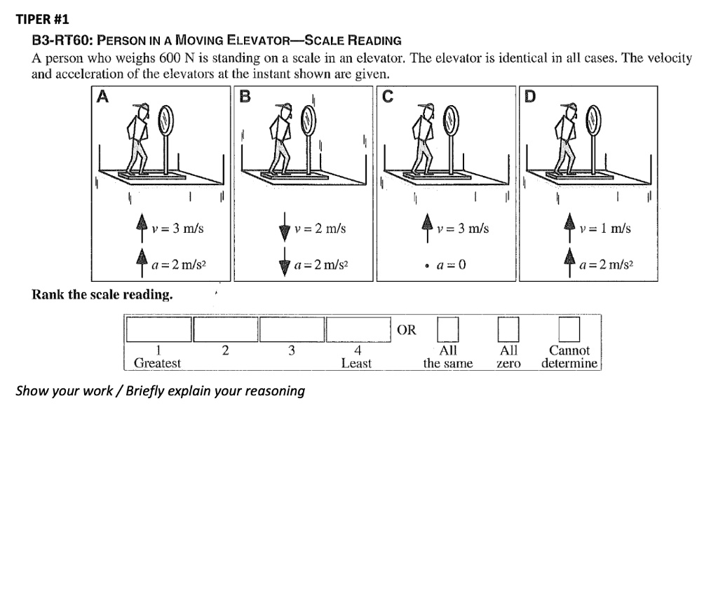 SOLVED: TIPER #1 B3-RT60: PERSON IN A MOVING ELEVATOR - SCALE READING A ...