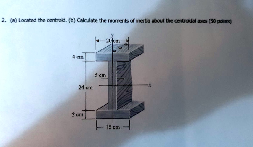 SOLVED: 2.a Locate the centroid. b. Calculate the moments of inertia about the centroidal axes ...
