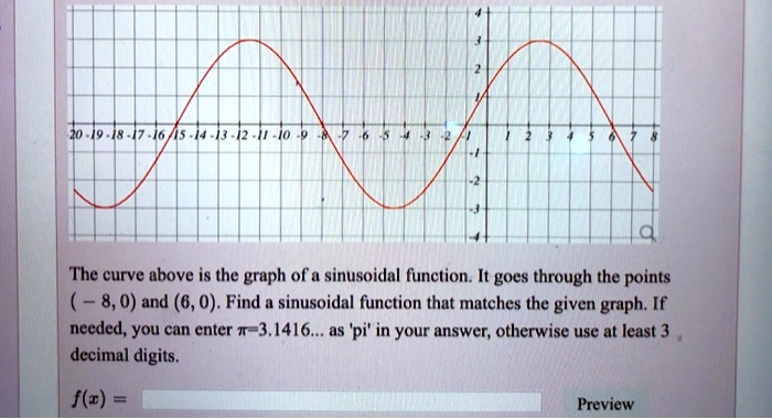 SOLVED: 20 -19 . 18 .[7 -I6 /5.14.13.42.U -10 The curve above is the graph of a sinusoidal ...
