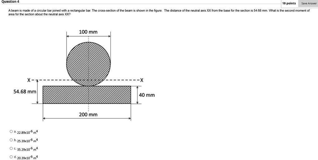SOLVED: A beam is made of a circular bar joined with a rectangular bar ...