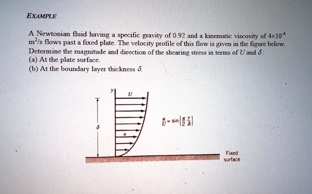 EXAMPLE A Newtonian fluid having a specific gravity of 0.92 and a ...