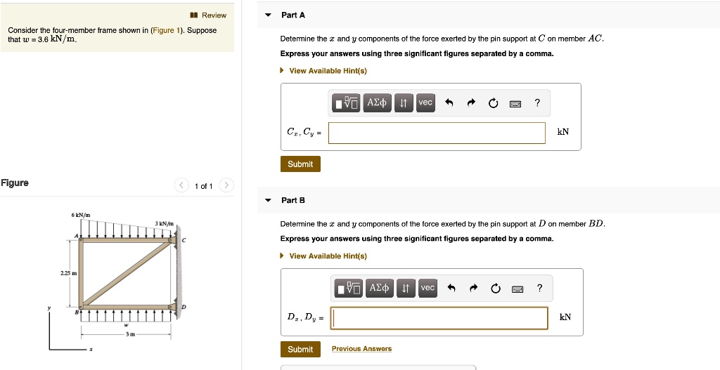 Review Part A Consider the four-member frame shown in (Figure 1 ...