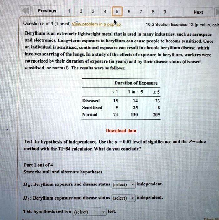 SOLVED: Previous Next Question 5 of 9 (1 point) View problem in a pop 10.2 Section Exercise 12 ...