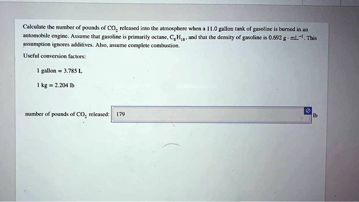 calculale the number of pounds of co released into the almosphere wncm ...