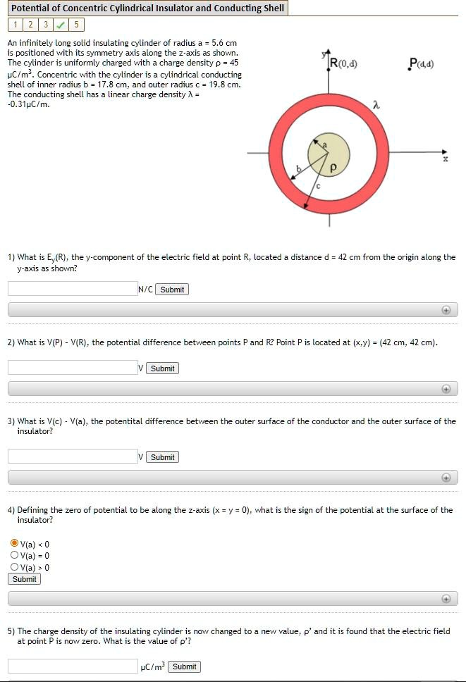 SOLVED: Potential of Concentric Cylindrical Insulator and Conducting ...