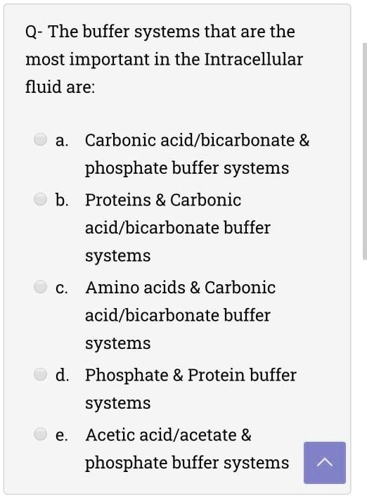 SOLVED Q The Buffer Systems That Are The Most Important In The 