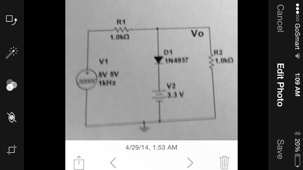 SOLVED: For the circuit shown, the source V1 is a square wave with a ...