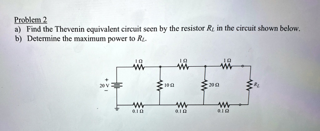 Problem 2 a) Find the Thevenin equivalent circuit seen by the resistor RL in the circuit shown ...