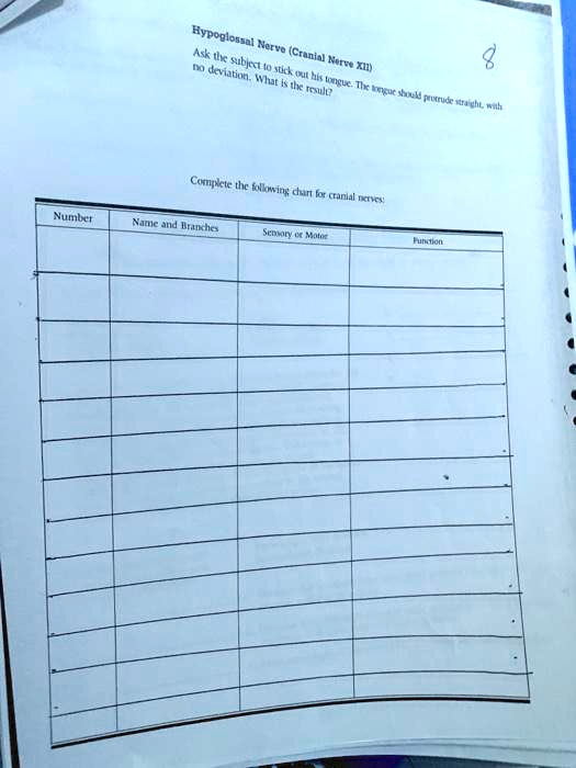 Hypoglossal Nerve (Cranial Nerve XII) Ask the subject to stick out his ...