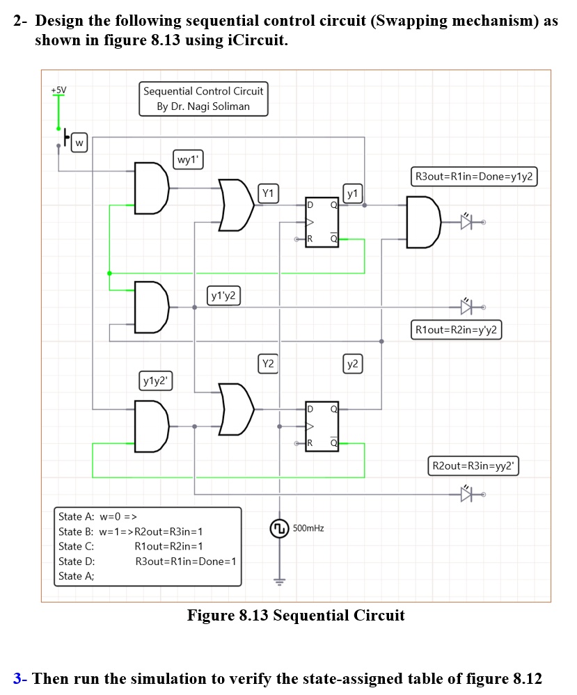 2- Design the following sequential control circuit (Swapping mechanism ...