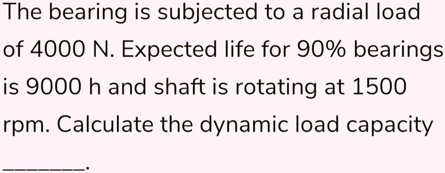 SOLVED: The bearing is subjected to a radial load of 4000 N: Expected ...