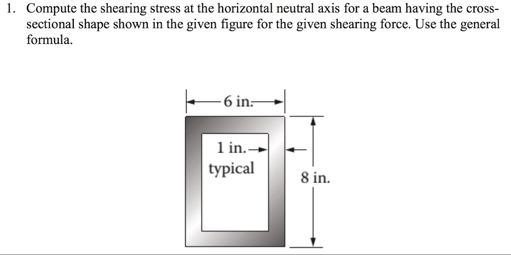 SOLVED: 1. Compute the shearing stress at the horizontal neutral axis ...