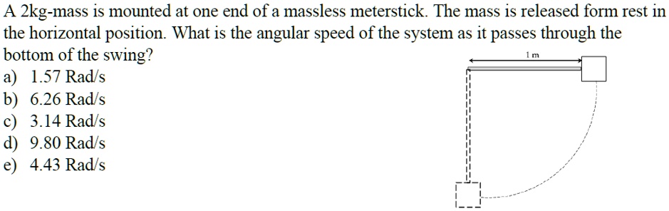 SOLVED: A 2kg-mass is mounted at one end of a massless meterstick. The ...