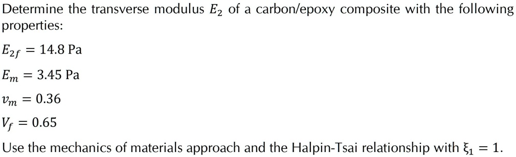 Solved Determine The Transverse Modulus E Of A Carbon Epoxy Composite