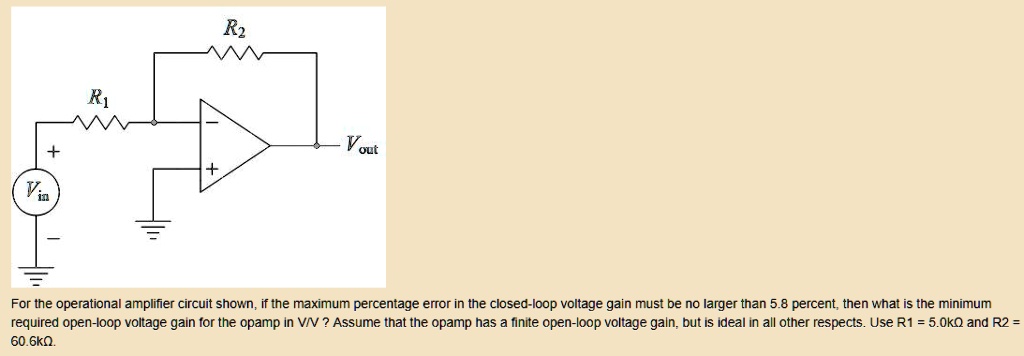SOLVED: For the operational amplifier circuit shown, if the maximum percentage error in the ...