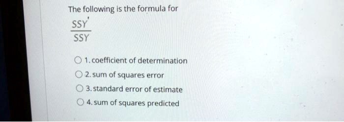 SOLVED: The following is the formula for the coefficient of ...