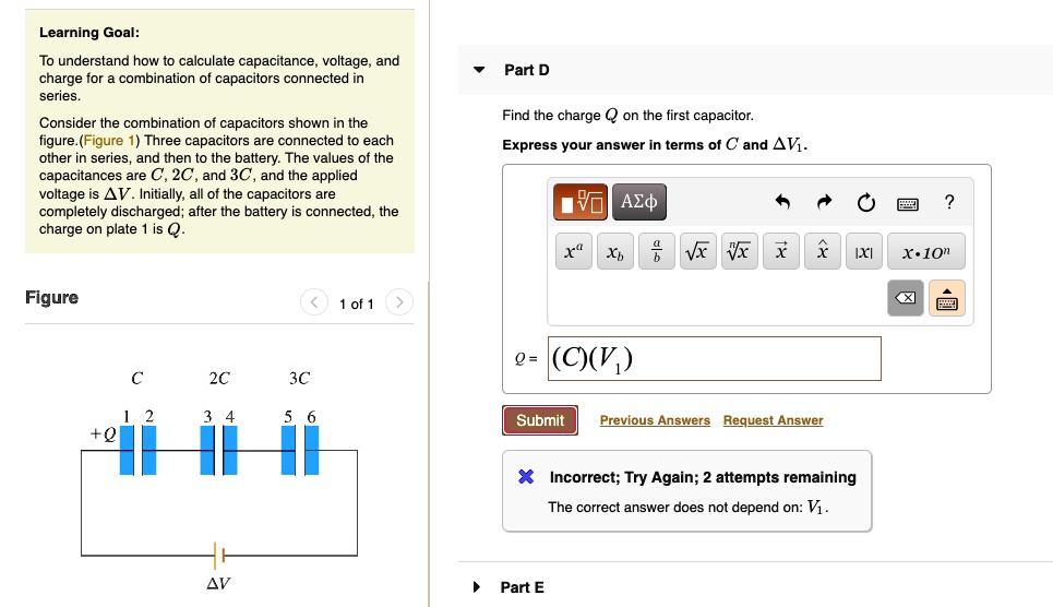 SOLVED: Learning Goal: To understand how to calculate capacitance ...