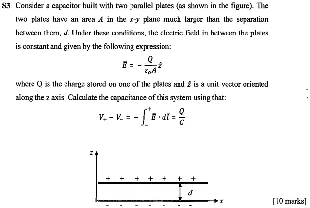 S3 Consider a capacitor built with two parallel plates (as...