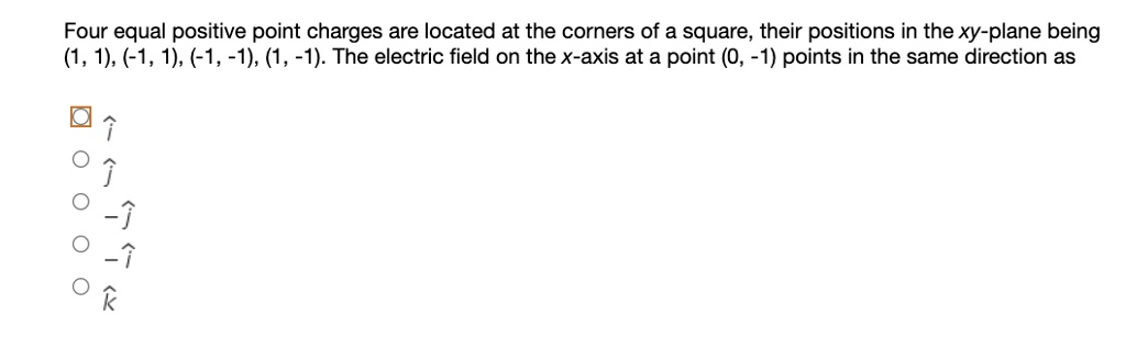 SOLVED: Four equal positive point charges are located at the corners of ...
