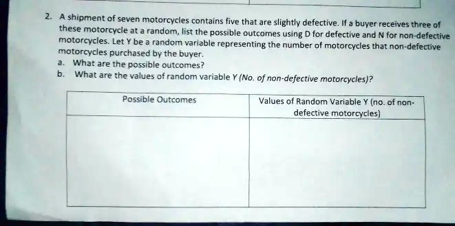 2. A shipment of seven motorcycles contains five that are slightly ...