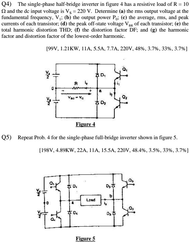 q4 the single phase half bridge inverter in figure 4 has a resistive load of r 10 q and the dc ...