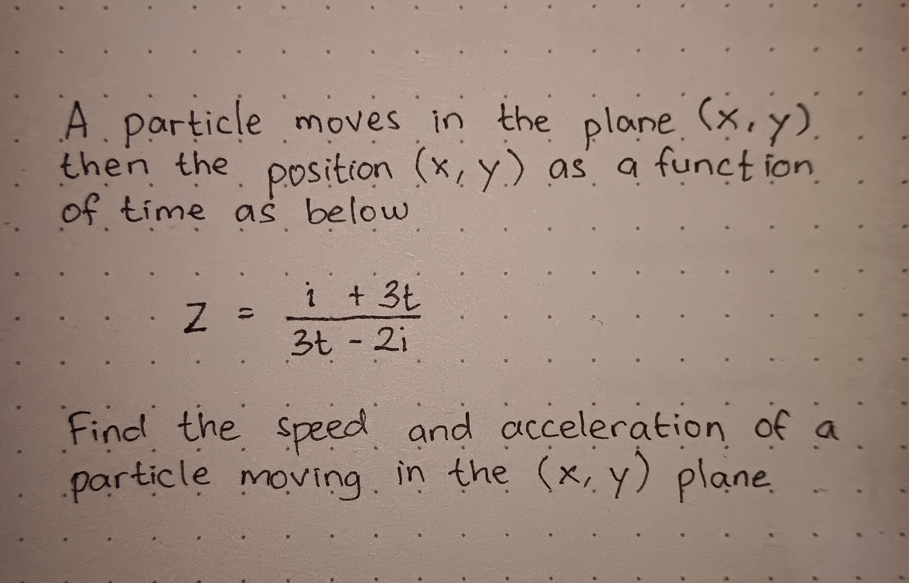 SOLVED: A particle moves in the plane (x, y) then the position (x, y) as a function of time as ...