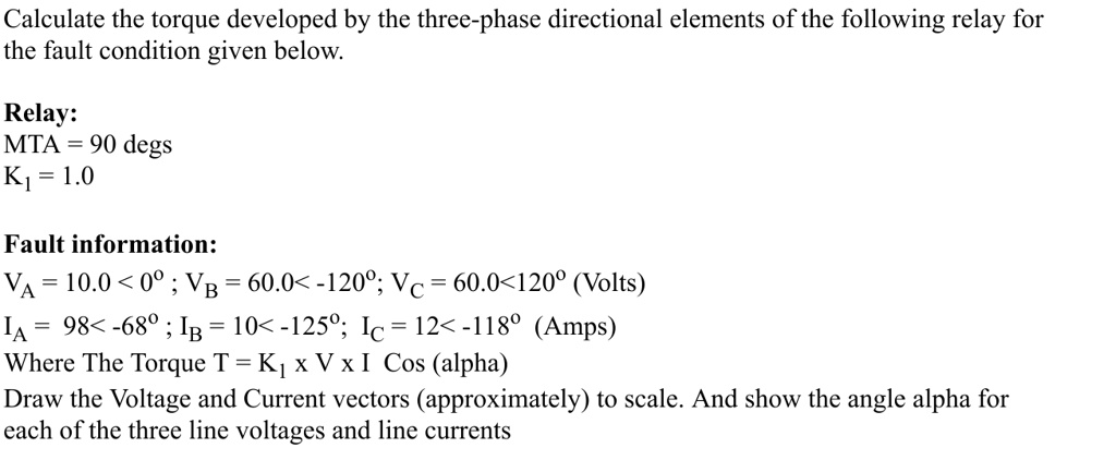 Calculate the torque developed by the three-phase directional elements ...